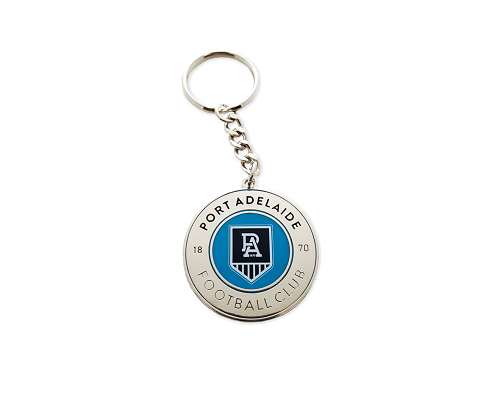 Port Adelaide Power Keyring – Round Metal Logo – Whateva Sports