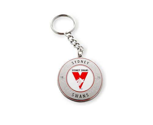 Sydney Swans Keyring – Round Metal Logo – Whateva Sports